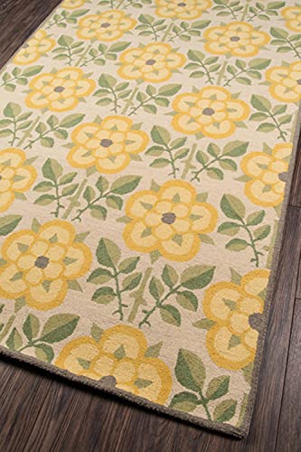 Momeni Rugs Newport Collection, 100% Wool Hand Tufted Loop Cut Contemporary Area Rug, 2' x 3', Yellow