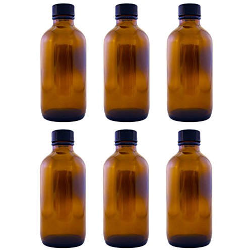 Amber Glass Bottle 4oz w/ Lid (6 pcs)