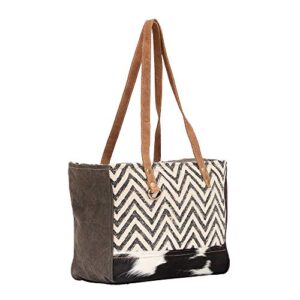 Myra Bag Blaze Upcycled Canvas & Cowhide Handbag S-1475