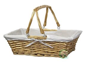 vintiquewise(tm) rectangular willow basket with white fabric lining