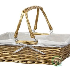 Vintiquewise(TM) Rectangular Willow Basket with White Fabric Lining