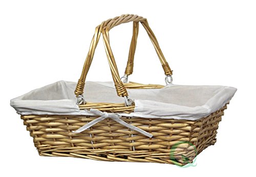 Vintiquewise(TM) Rectangular Willow Basket with White Fabric Lining