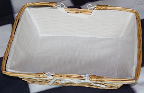 Vintiquewise(TM) Rectangular Willow Basket with White Fabric Lining