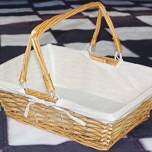 Vintiquewise(TM) Rectangular Willow Basket with White Fabric Lining