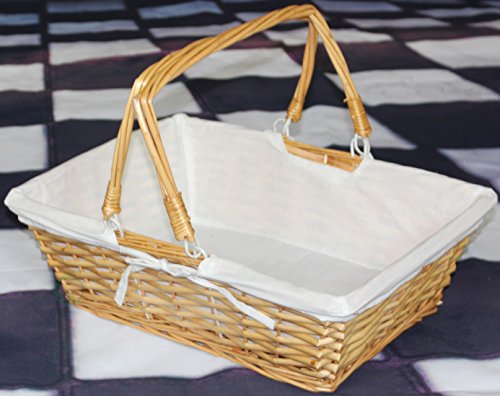 Vintiquewise(TM) Rectangular Willow Basket with White Fabric Lining