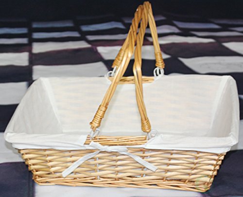 Vintiquewise(TM) Rectangular Willow Basket with White Fabric Lining