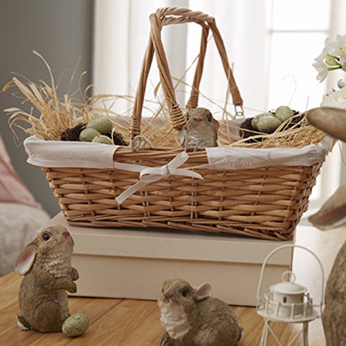 Vintiquewise(TM) Rectangular Willow Basket with White Fabric Lining