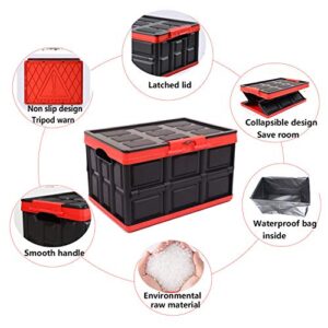 KINGCAV Plastic Durable Cargo Storage Box Weathertight Storage Organizer Box Secure Snap-on Lid Car Trunk Organizer Collapsible Storage Box