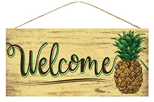 Craig Bachman 12" Wooden Sign: Welcome Pineapple Wall Hanger Door Hanger AP8368