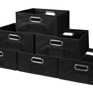 Niche Cubo Set of 6 Half-Size Foldable Fabric Storage Bins- Black