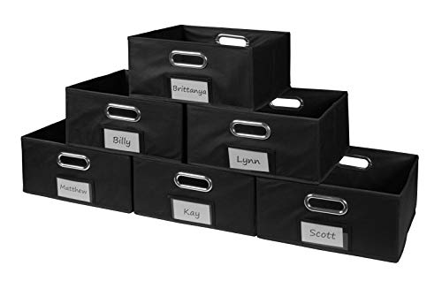 Niche Cubo Set of 6 Half-Size Foldable Fabric Storage Bins- Black