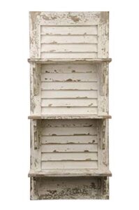 k&k interiors 13865a 39 inch distressed white wood shuttered shelf unit