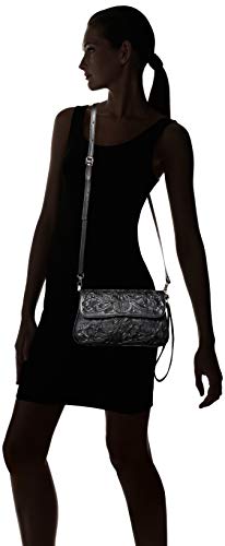 Mauzari Women's Hand Tooled Leather Crossbody Bag (Obsidian)