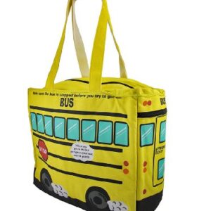 Yellow School Bus Insulated Canvas Tote Bag