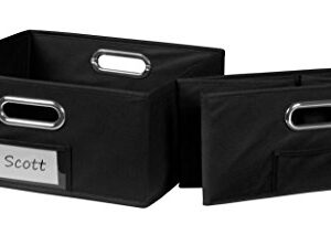 Niche Cubo Set of 2 Half-Size Foldable Fabric Storage Bins- Black