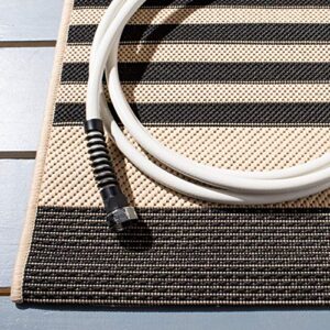 SAFAVIEH Courtyard Collection 5'3" x 7'7" Black/Bone CY6062 Stripe Indoor/ Outdoor--Waterproof Easy--Cleaning Patio Backyard Mudroom Area--Rug