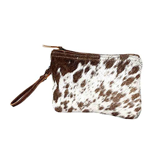 Myra Bag Women's Hair-On Hide Small Pouch Wristlet Brown One Size