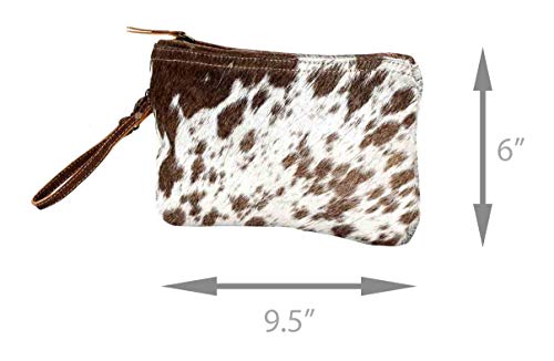 Myra Bag Women's Hair-On Hide Small Pouch Wristlet Brown One Size