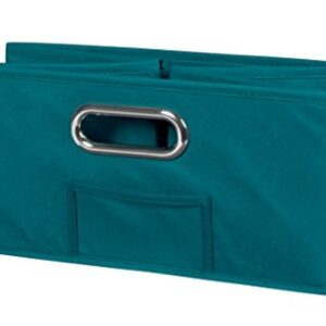 Niche Cubo Set of 12 Half-Size Foldable Fabric Storage Bins with Label Holder- Teal