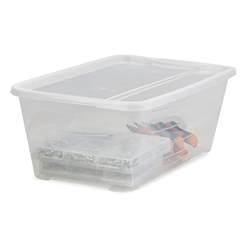 Life Story 5.7 Liter Shoe, Accessory, and Closet Plastic Storage Box Multi-Purpose Lidded Stacking Tote Containers, Clear (10 Pack)