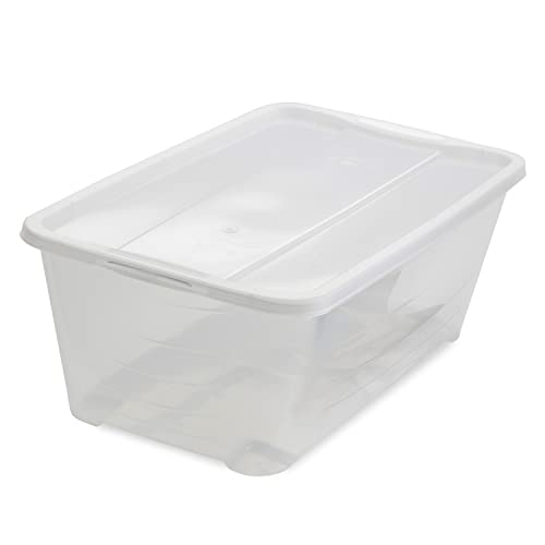 Life Story 5.7 Liter Shoe, Accessory, and Closet Plastic Storage Box Multi-Purpose Lidded Stacking Tote Containers, Clear (10 Pack)