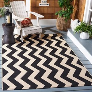 safavieh courtyard collection 5’3″ x 7’7″ black/beige cy6245 indoor/ outdoor–waterproof easy–cleaning patio backyard mudroom area–rug