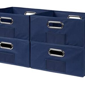 Niche Cubo Set of 4 Half-Size Foldable Fabric Storage Bins- Blue