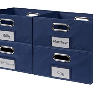 Niche Cubo Set of 4 Half-Size Foldable Fabric Storage Bins- Blue