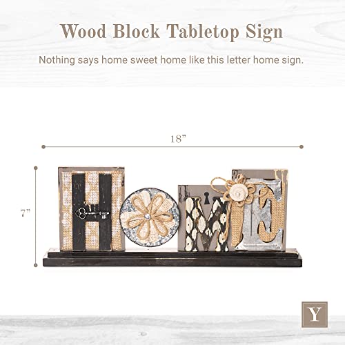 Young's Inc. Wood Block Tabletop Sign - Farmhouse Kitchen Decor - 18” W x 7” H - Rustic Home Decor - Entryway Table Decor