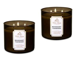 bath & body works white barn 3-wick candle in mahogany teakwood (pack of 2)