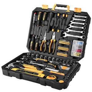 dekopro 208 piece tool set,general household hand tool kit, auto repair tool box with plastic toolbox storage case