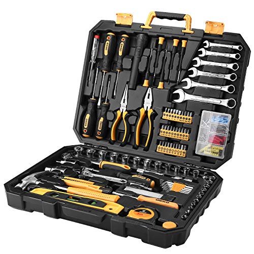 DEKOPRO 208 Piece Tool Set,General Household Hand Tool Kit, Auto Repair Tool Box with Plastic Toolbox Storage Case