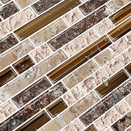 Yipscazo Peel and Stick Backsplash Tile for Kitchen Adhesive Stick on Backsplash Laundry Bathroom Textured Vinyl Sticker Wallpaper Smart Tile in Sandstone (10 Sheets 10 Inchx10 Inch)