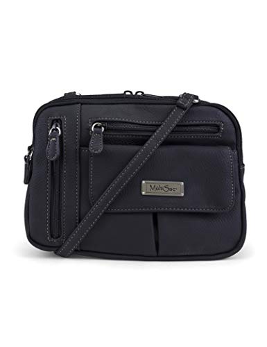 MultiSac womens Zippy Triple Compartment Crossbody Bag Cross Body, Black, One Size US