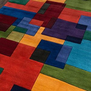 Momeni Rugs New Wave Collection, 100% Wool Hand Carved & Tufted Contemporary Area Rug, 3'6" x 5'6", Multicolor