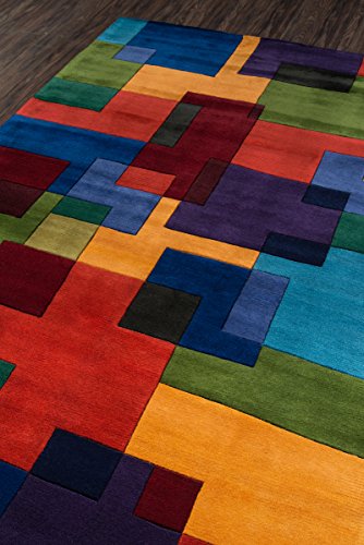 Momeni Rugs New Wave Collection, 100% Wool Hand Carved & Tufted Contemporary Area Rug, 3'6" x 5'6", Multicolor