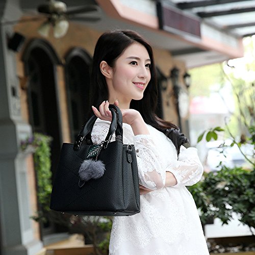 Mn&Sue Women Top Handle Satchel Leather Handbag Shoulder Bag Lady Tote Purse with Strap