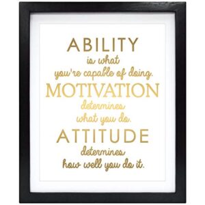 Susie Arts 8X10 Unframed Inspirational Attitude Real Gold Foil Art Print Quotes Wall Poster Home Decor Motivational Art V165