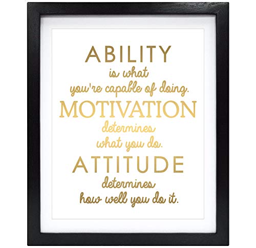 Susie Arts 8X10 Unframed Inspirational Attitude Real Gold Foil Art Print Quotes Wall Poster Home Decor Motivational Art V165