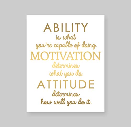 Susie Arts 8X10 Unframed Inspirational Attitude Real Gold Foil Art Print Quotes Wall Poster Home Decor Motivational Art V165