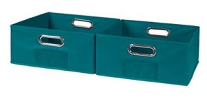 niche cubo set of 2 half-size foldable fabric storage bins- teal