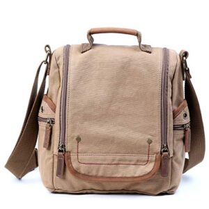 tsd the same direction atona canvas leather trim crossbody bag (khaki)