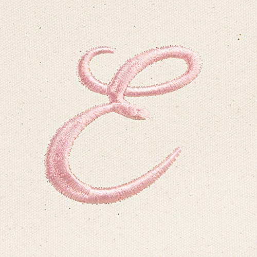 DALIX Personalized Shopping Tote Bag Monogram Pink Ballent Zippered Letter- E