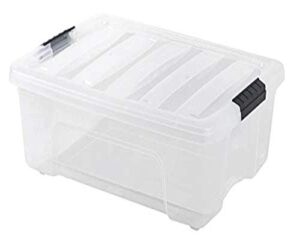 iris usa 100300 iris stack and pull storage box, 12.95 quarts, 11 x 16.5 x 6.5, 12, clear/black buckle