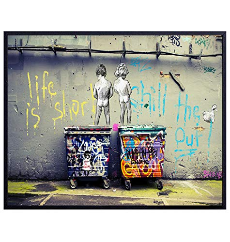 Funny Motivational Banksy Street Art Mural 8x10 Picture - Urban Graffiti Photo Wall Decor, Decoration for Home, Office, Apartment, Bathroom, Dorm - Gift for Men, Boys, Teens - Modern Poster Print