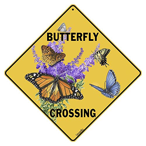 CROSSWALKS Butterfly Crossing 12" X 12" Aluminum Sign (X419)