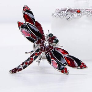 YU FENG Dragonfly Decorative Glass Perfume Bottle Jeweled Enameled Fancy Crystal Perfume Holder Scent Bottles Empty Refillable(Red,40ml)