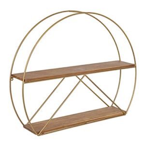 kate and laurel delmar mid-century modern wall shelf, 26″ x 21″, brown and gold, glamorous geometric wall decor