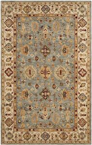 safavieh antiquity collection 5′ x 8′ blue/ivory at847a handmade traditional oriental premium wool area rug