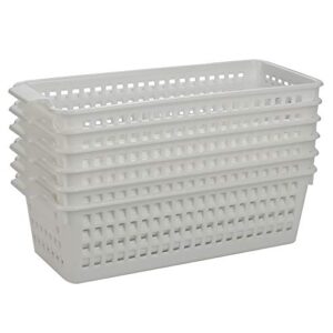 Fiazony 6-Pack Small Plastic Storage Baskets/Trays Organizer, White